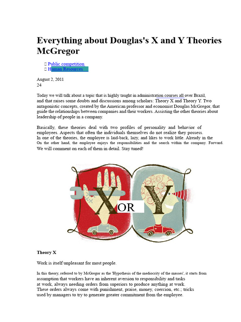 Theory X and Theory Y by Douglas McGregor | PDF | Psychology | Social ...