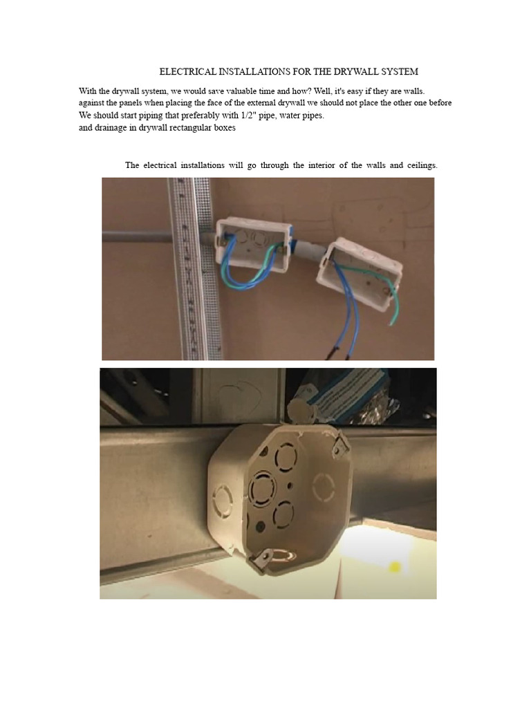 Electrical Installations For The Drywall System | PDF