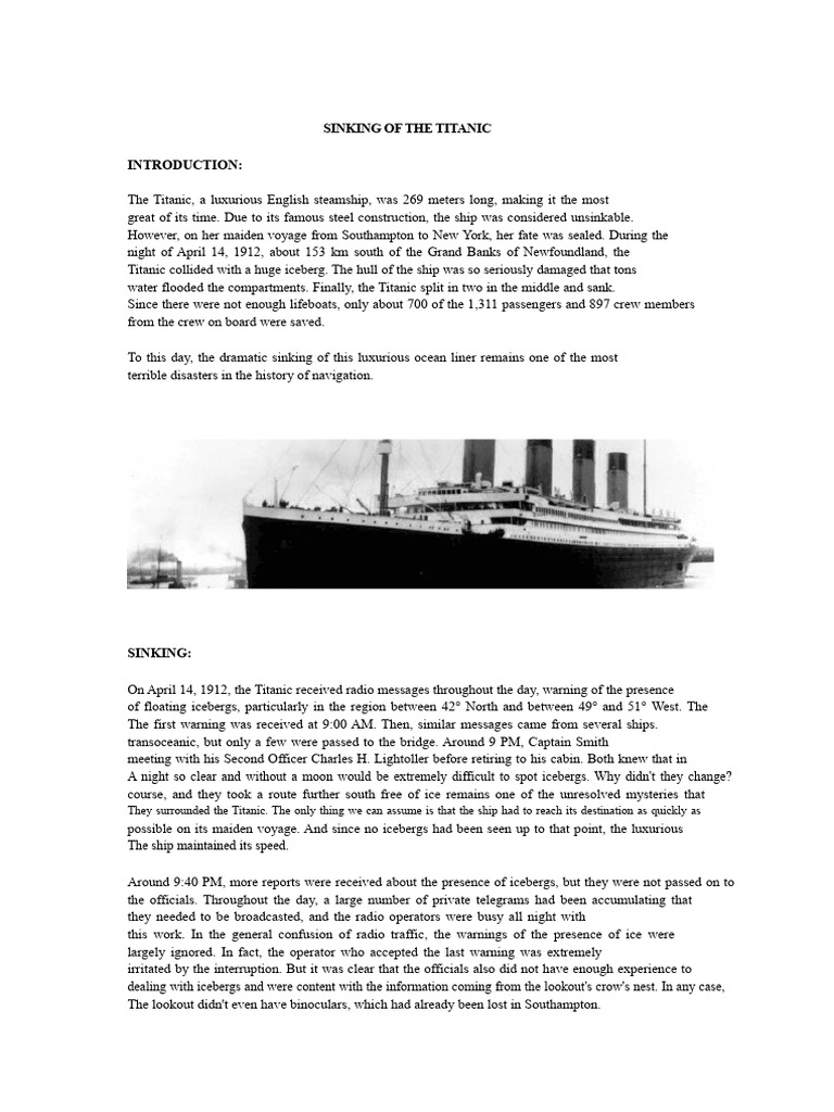 Sinking of The TITANIC From The Perspective of Materials Engineering ...