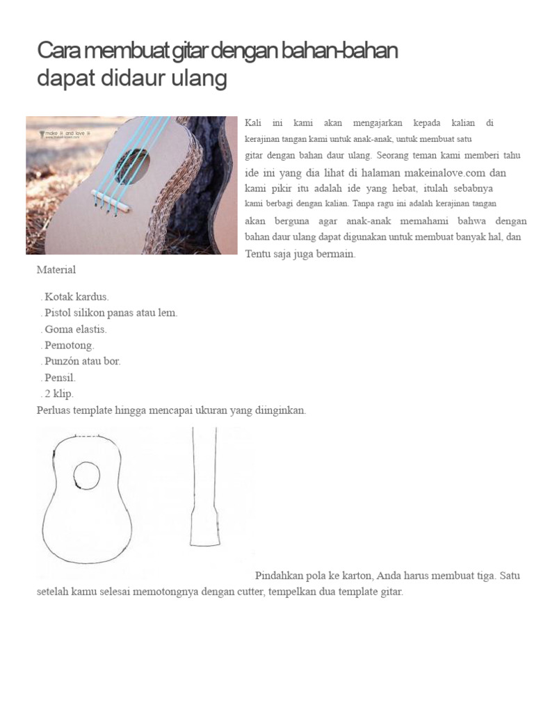 Cara Membuat Gitar Dengan Bahan Daur Ulang | PDF