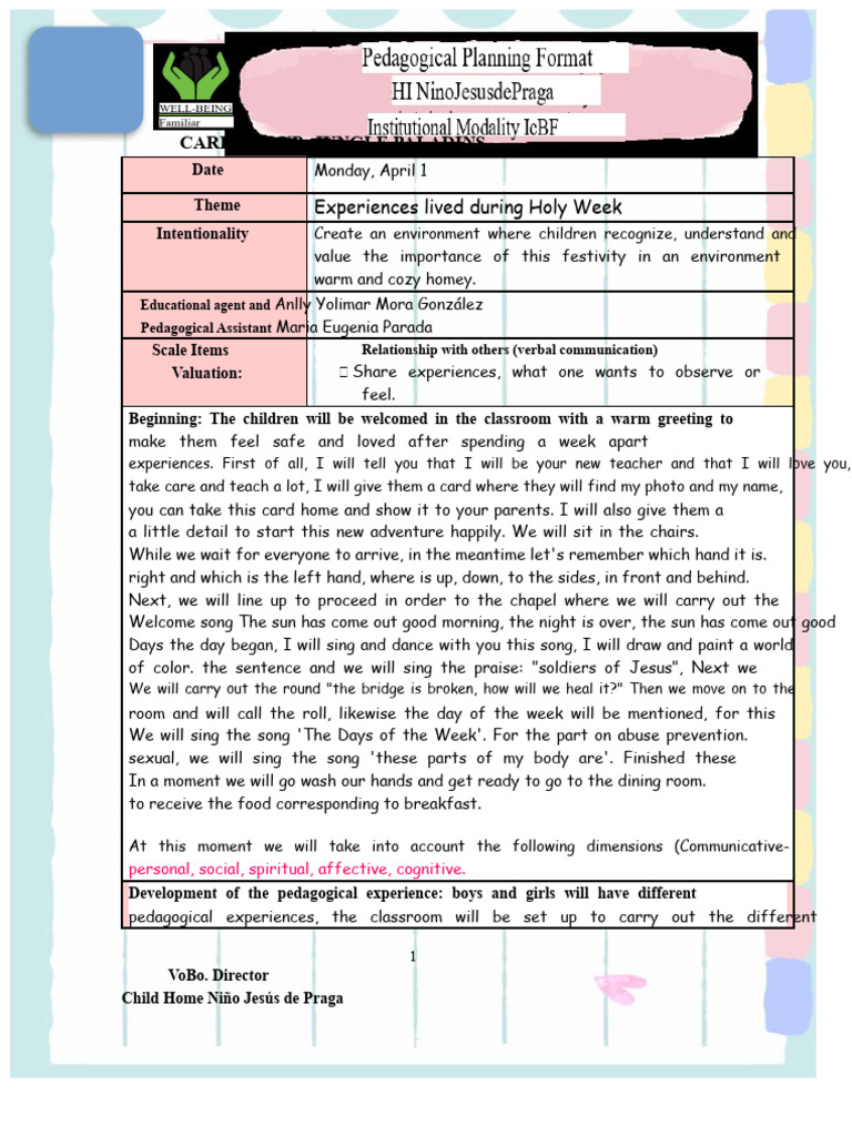 Planning First Week of April Anlly Mora | PDF