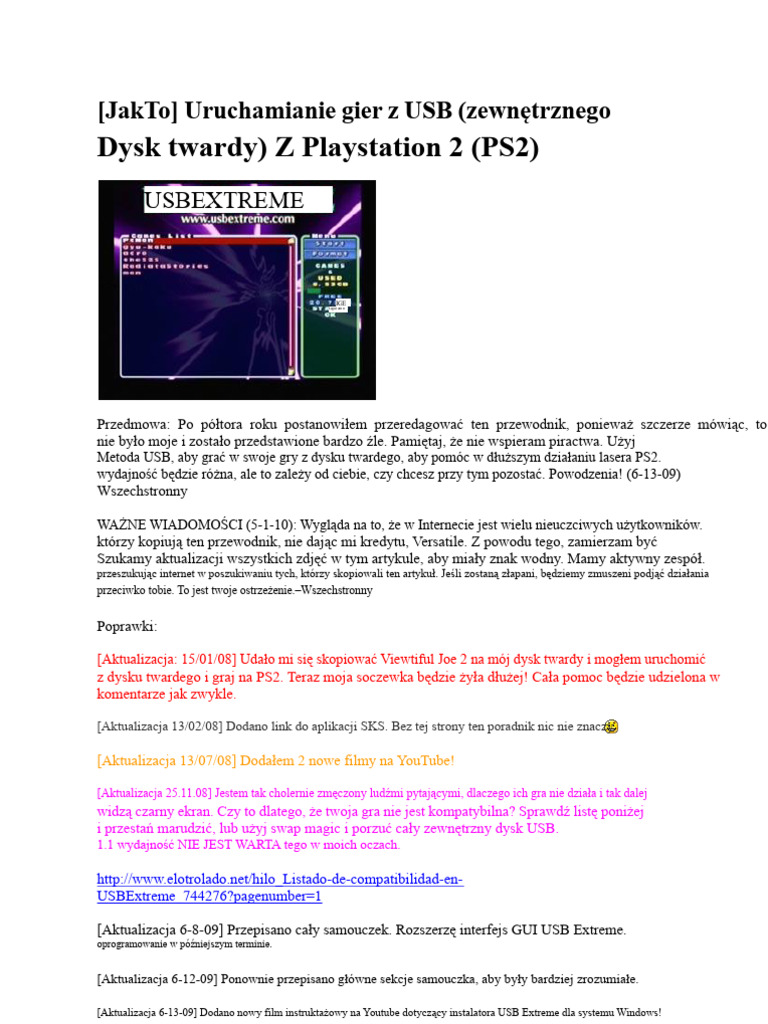 Uruchom Gry Z USB Na PlayStation 2 | PDF
