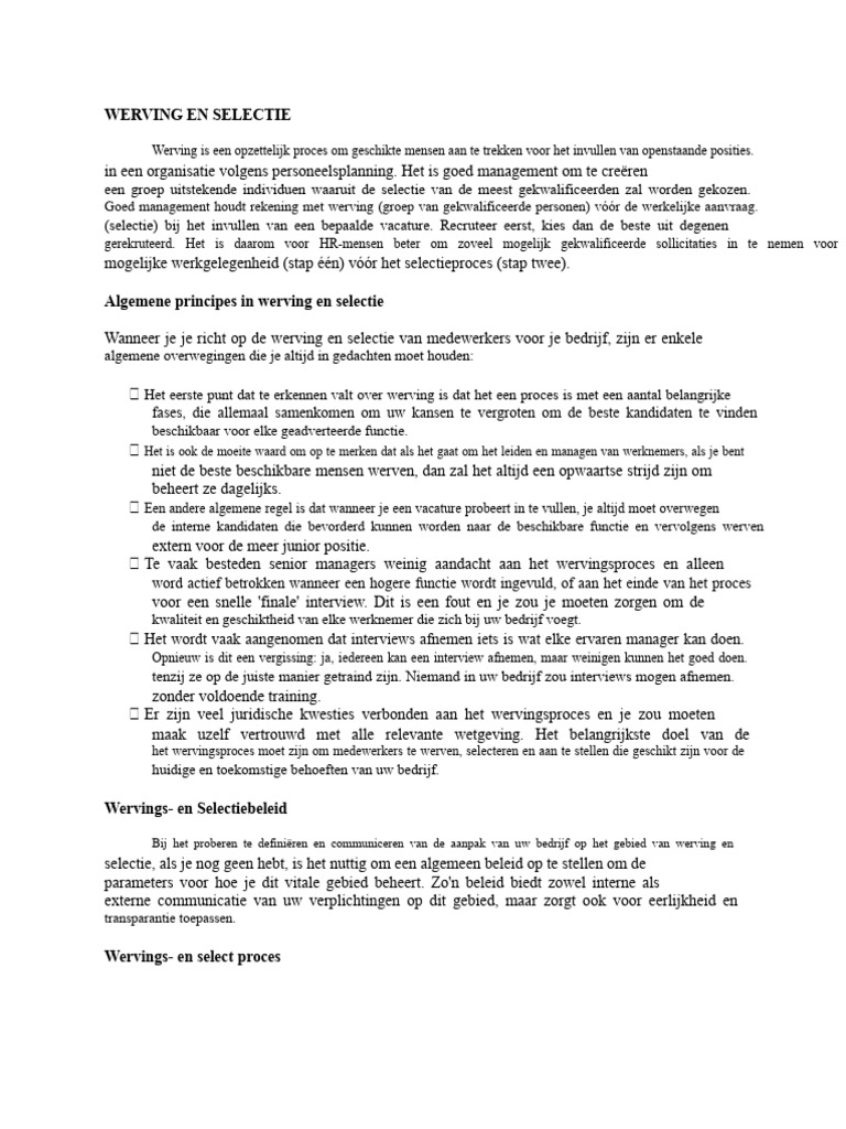 MODULE 3 Werving en Selectie | PDF