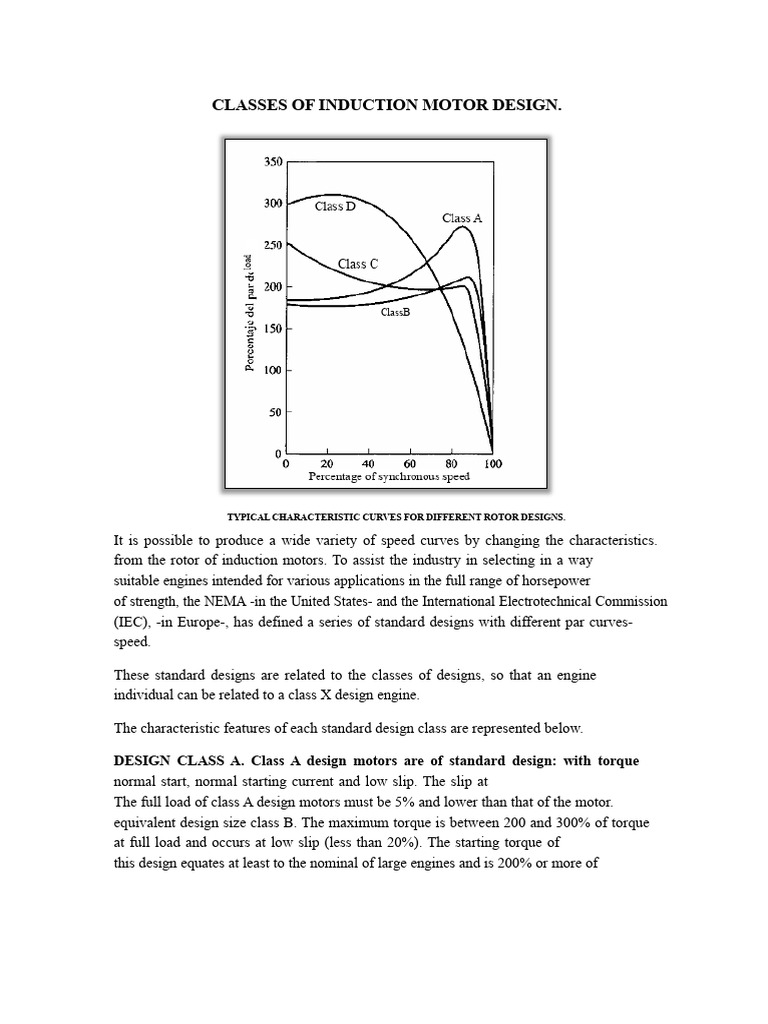 Induction Motor Design Classes Explained | PDF | Electric Motor ...