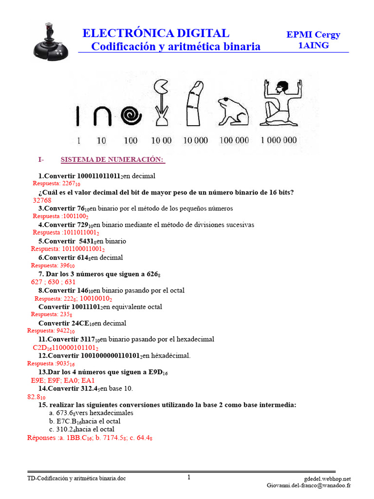 TD-Los Sistemas de Numeración-corregido | PDF | Poco | Ascii