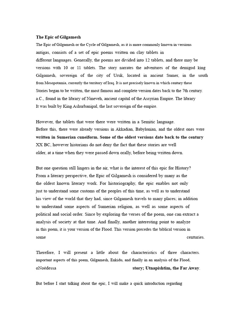 The Epic of Gilgamesh | PDF | Epic Of Gilgamesh | Sumer