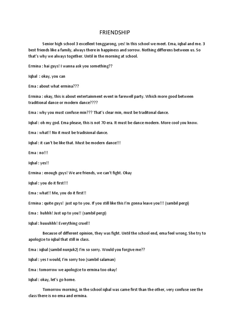 English Drama Friendship | PDF