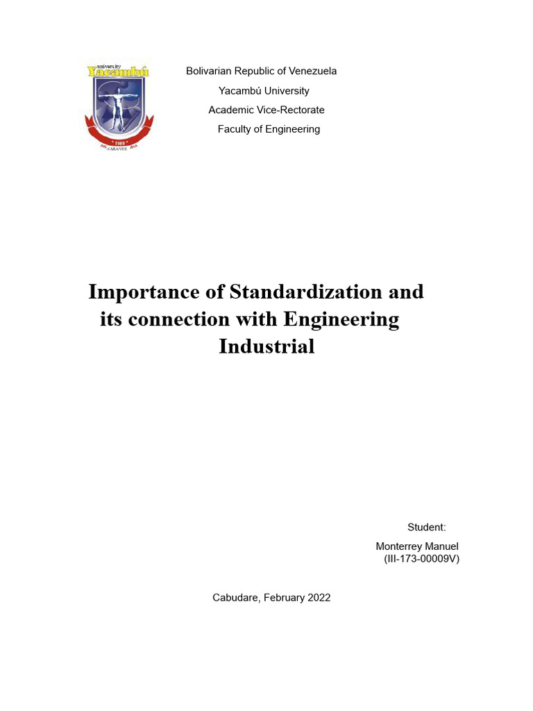 Importance of Standardization in Engineering | PDF | Standardization ...