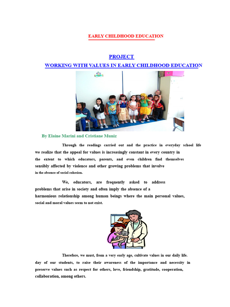 Project Values Early Childhood Education | PDF | Value (Ethics) | Early Childhood Education
