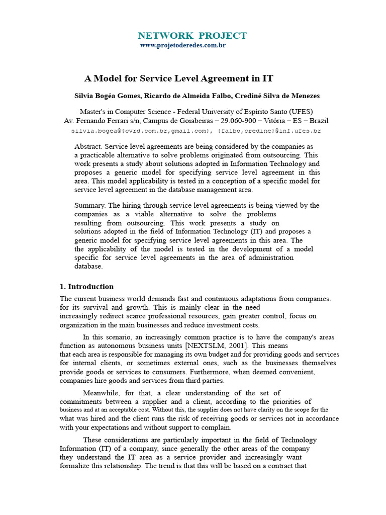 SLA Model | PDF | Service Level Agreement | Databases