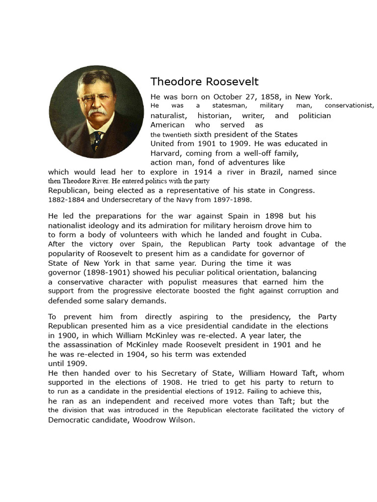 Theodore Roosevelt: Life and Legacy | PDF | Theodore Roosevelt ...