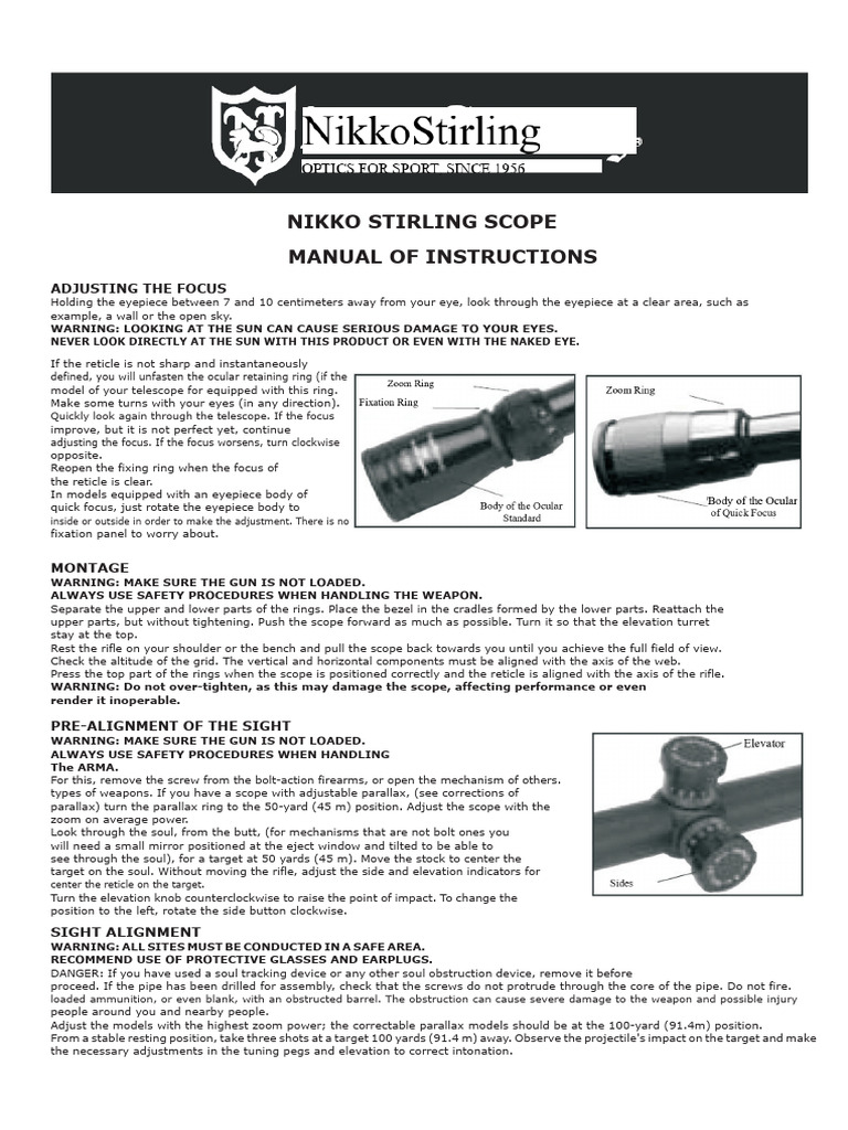Nikko Stirling Scope Adjustment Guide | PDF | Telescopic Sight ...