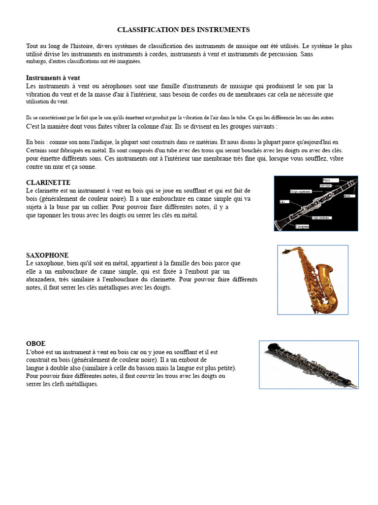 Classification des instruments de musique | PDF | Instruments à corde ...