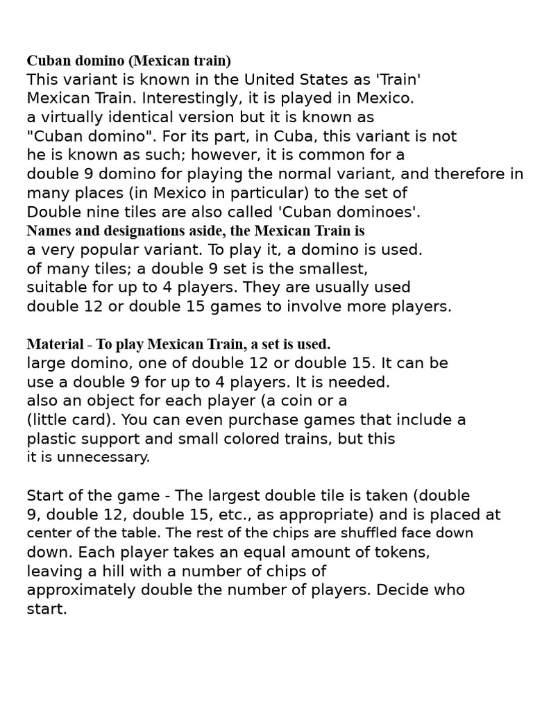 Cuban Dominoes: Rules and Gameplay | PDF | Card Games | Gaming