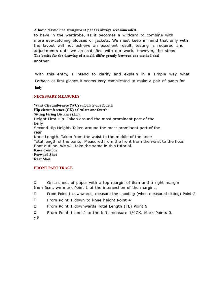 Front Pant Pattern | PDF