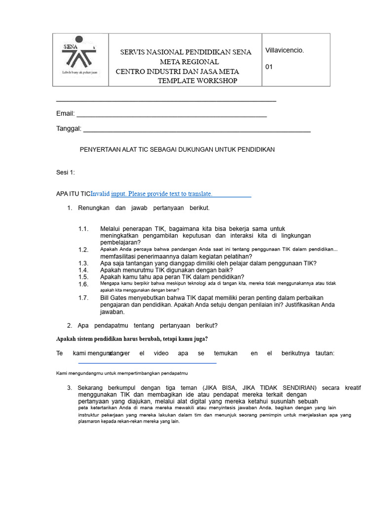 WORKSHOP NO. 1. ICT Tools | PDF