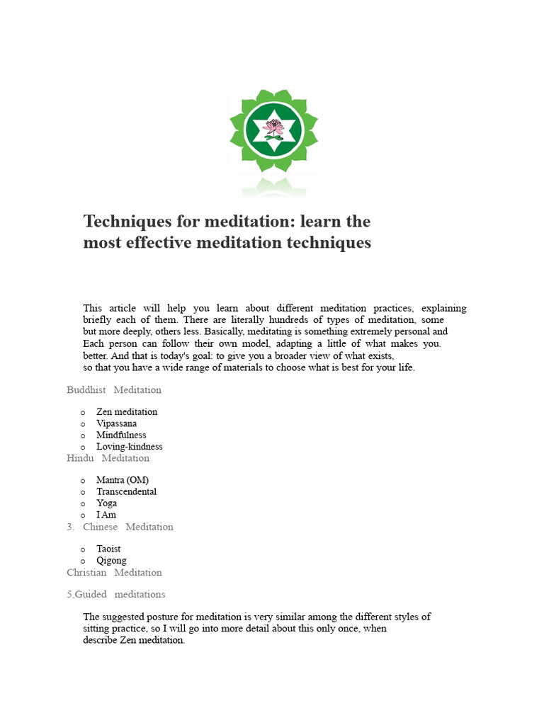 Meditation Techniques PDF | PDF | Meditation | Qigong