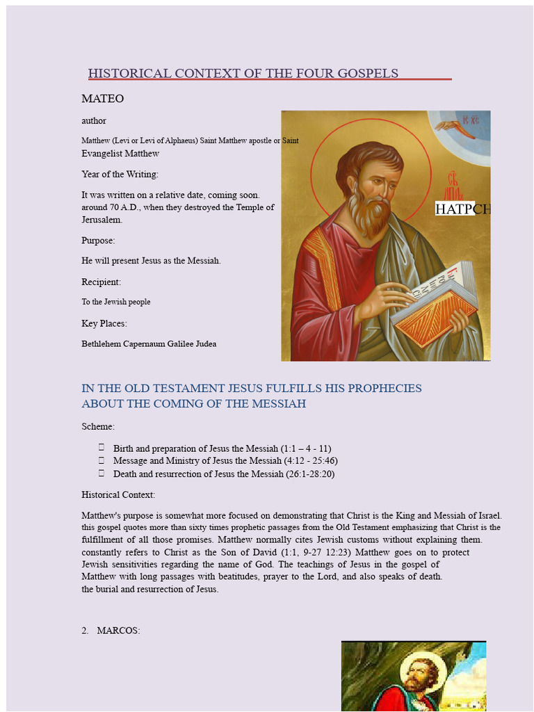 Historical Context of The Four Gospels | PDF | Gospel Of Matthew | Jesus