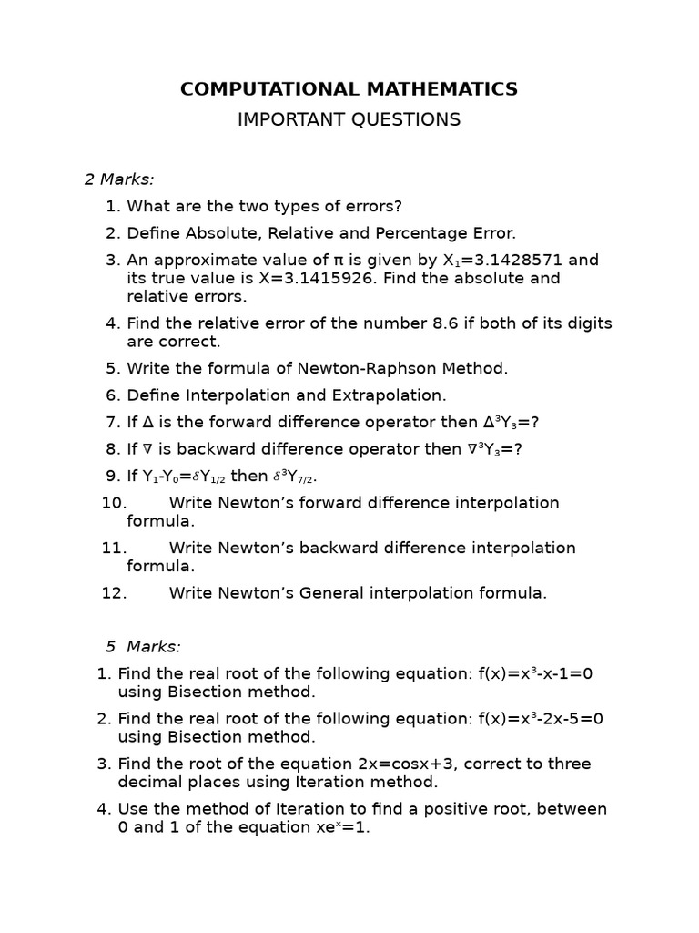 Numerical Methods in Computational Math | PDF