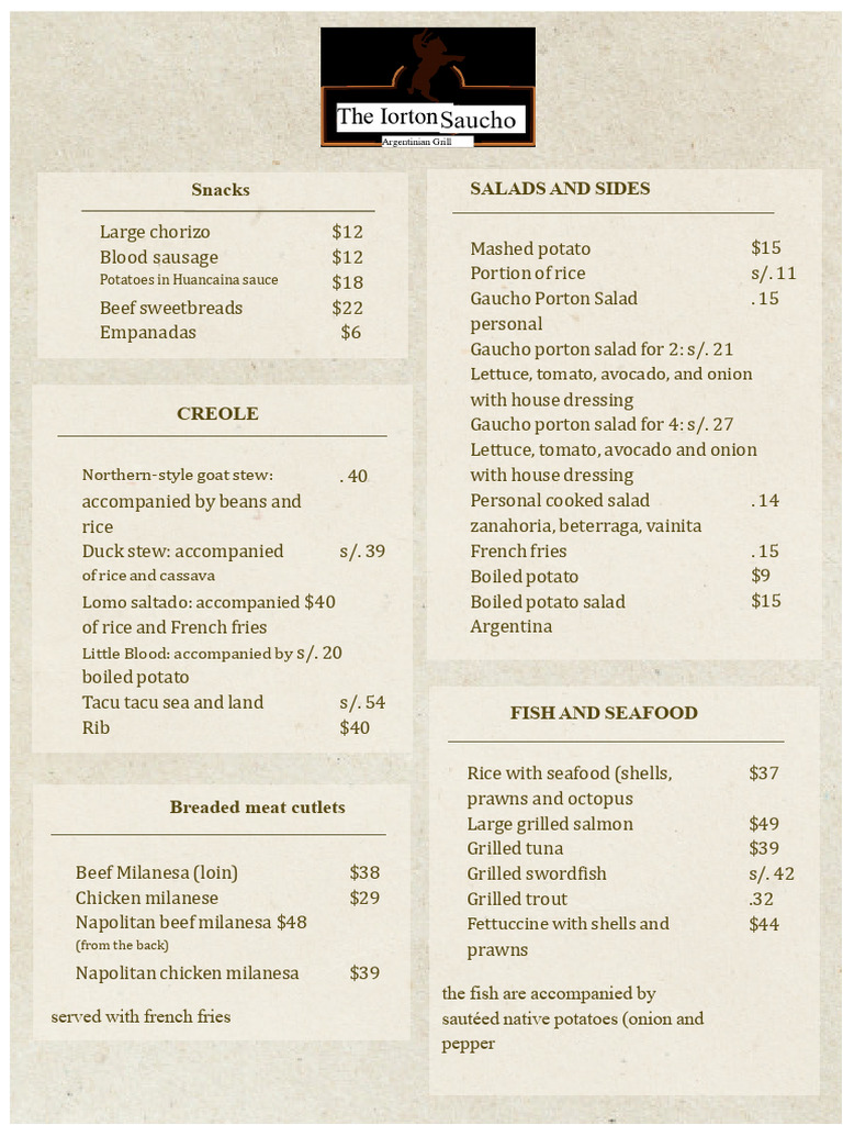 Menu of Salads, Sides, and Entrees | PDF | Salad | Cooking