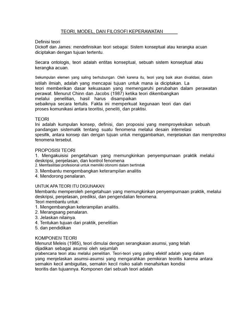 Teori Dan Model Keperawatan | PDF