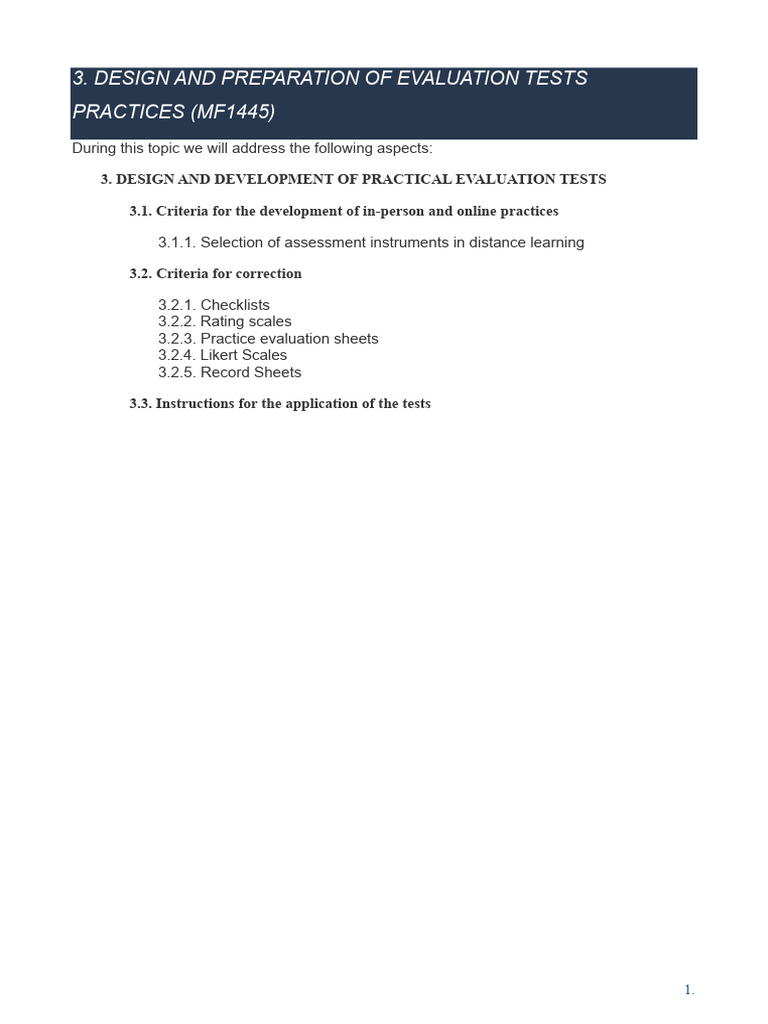 Ud - 03. Design and Preparation of Assessment Tests For Practices ...