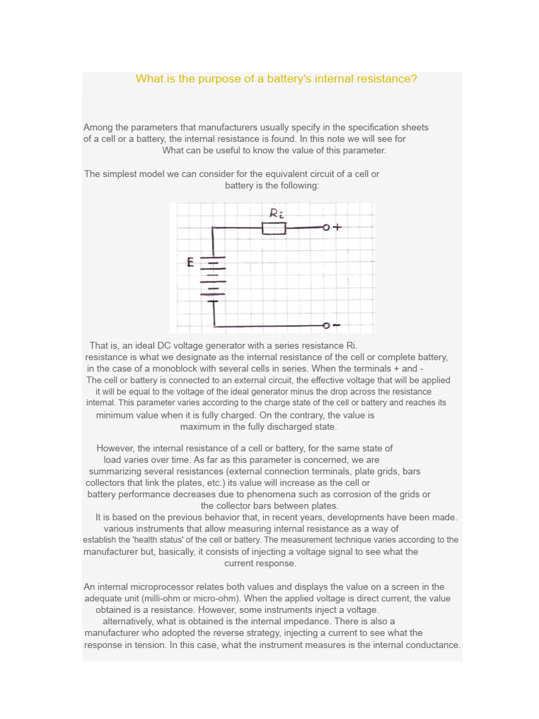 Understanding Battery Internal Resistance | PDF | Electric Current ...