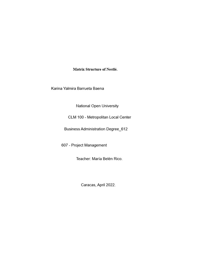 Matrix Analysis of Nestle | PDF | Market (Economics) | Labour Economics