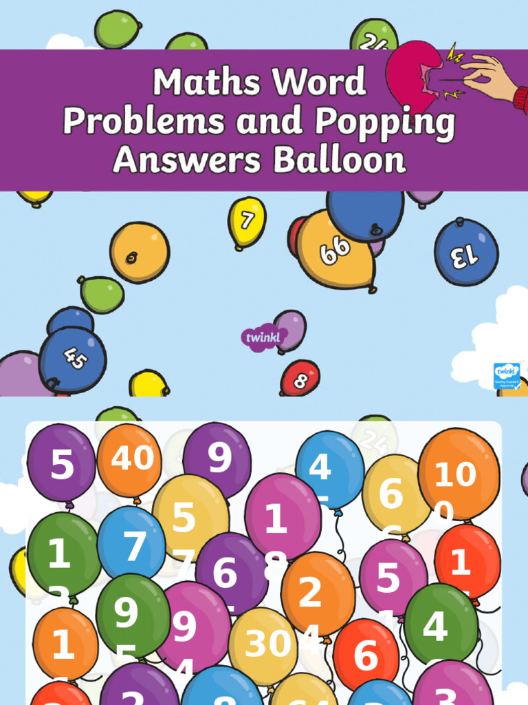 Powerpoint - KS1 Maths Word Problems and Popping Answers Balloon ...