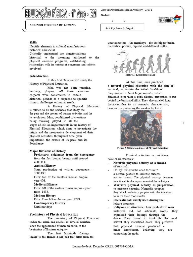 LESSON 01 Physical Education in Prehistory | PDF | Paleolithic | Neolithic
