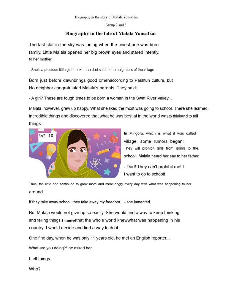 Biography in The Story of Malala Yousafzai GROUP 2 AND 3 | PDF | Malala ...