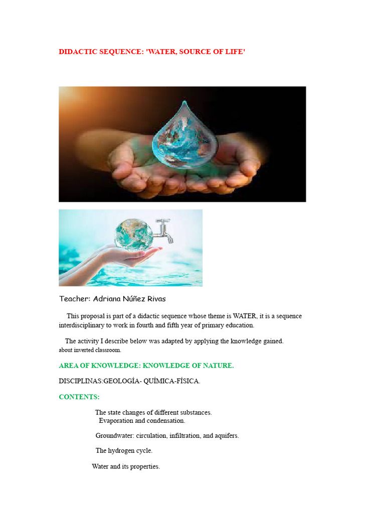 Water Cycle Didactic Sequence for Kids | PDF | Water Cycle | Water