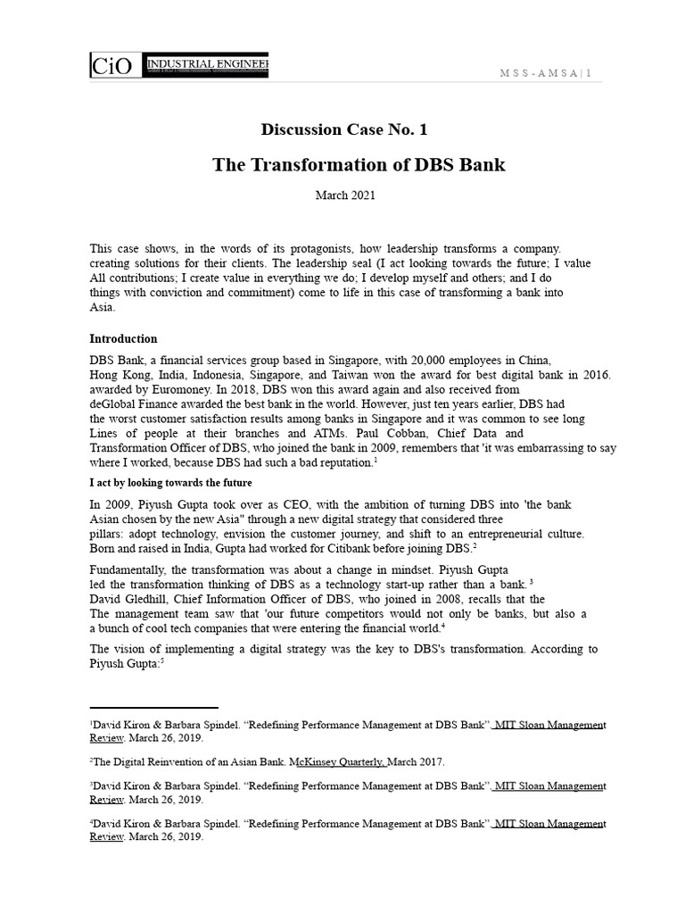 DBS Bank's Digital Transformation Journey | PDF | Performance Indicator ...