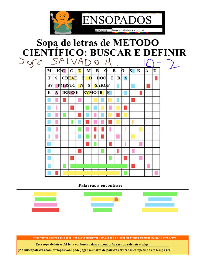 Sopa de Letras: Método Científico | PDF