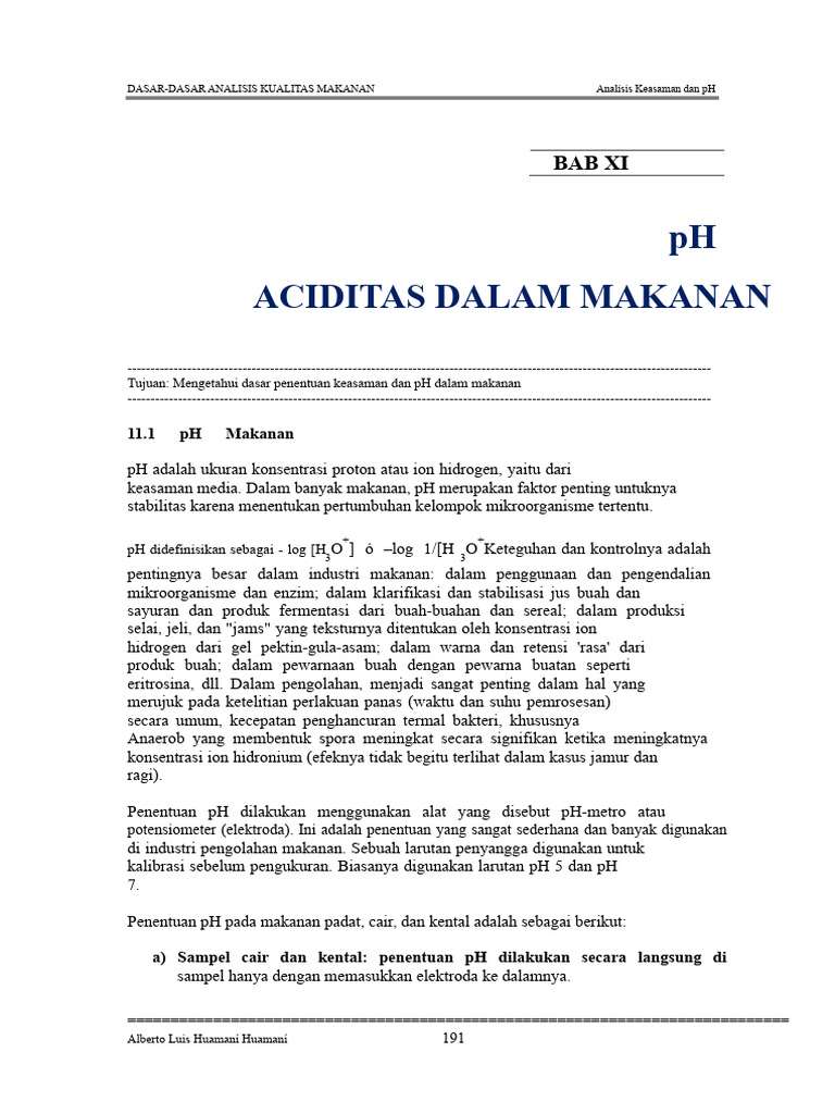 Analisis pH dan Keasaman Makanan | PDF