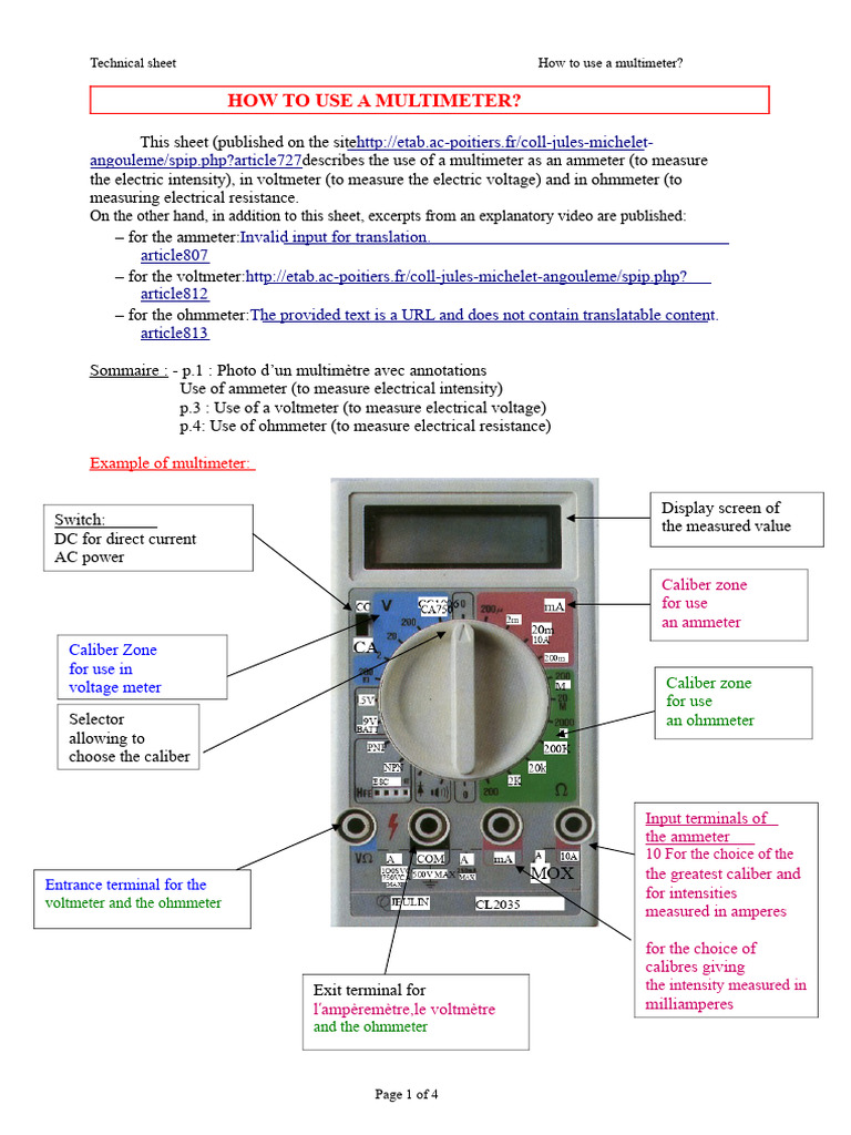 How to Use a Multimeter Guide | PDF | Voltage | Electric Power