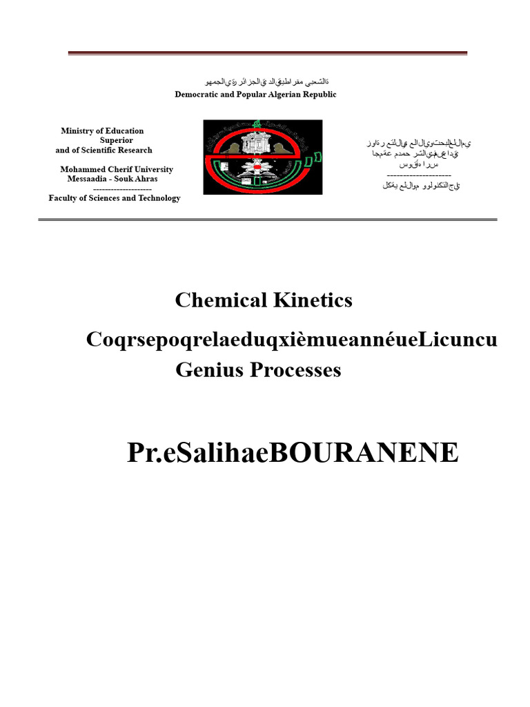 Kinetics Course L2 | PDF | Chemical Kinetics | Reaction Rate