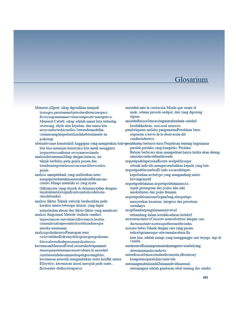 Glosarium Istilah Psikologi dan Teori | PDF