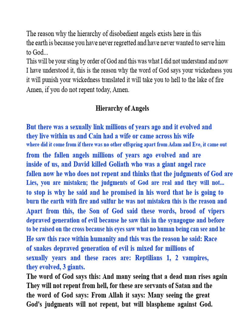 Hierarchy of Fallen Angels Explained | PDF | Fallen Angels | Archangel