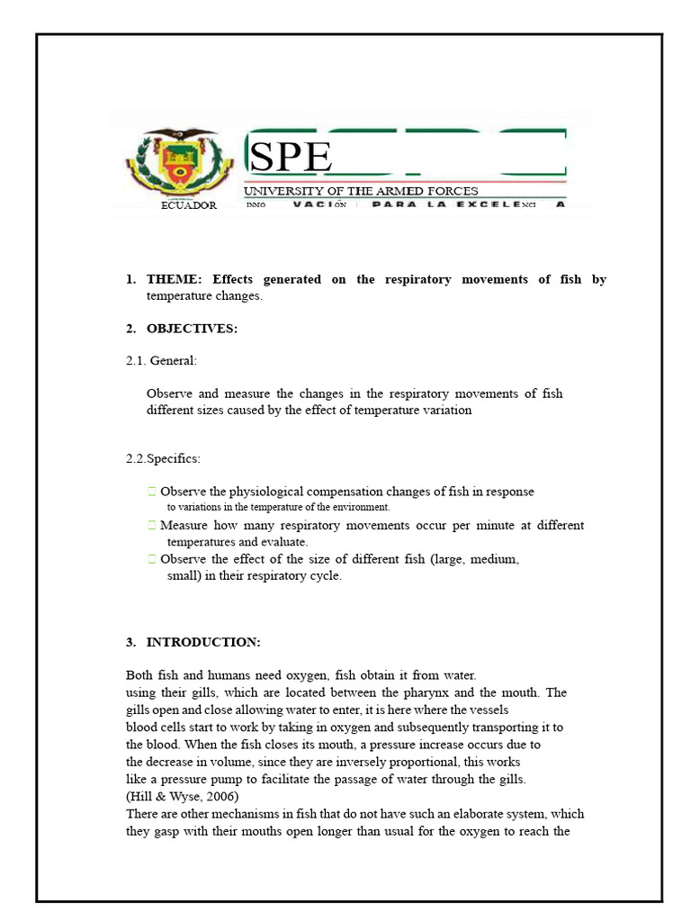 Fish Respiratory Rate and Temperature Effects | PDF | Respiratory ...