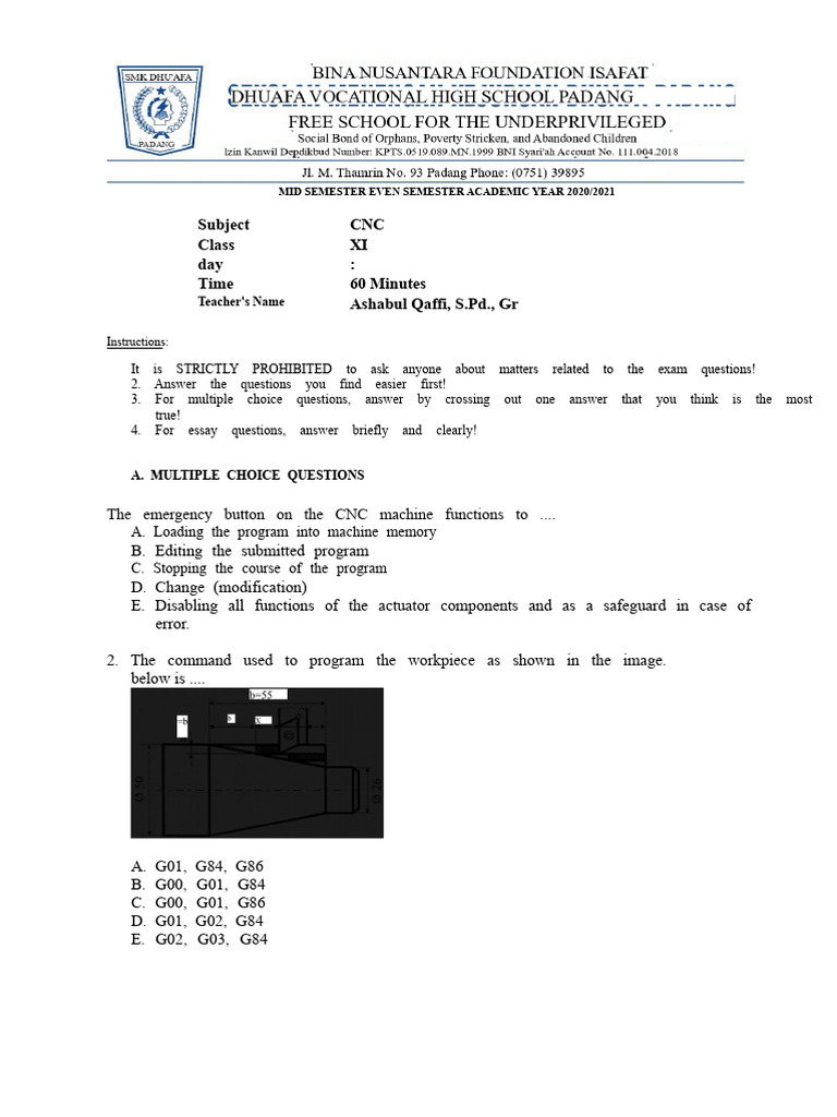 Cnc Questions For Class Xi Pdf Mechanical Engineering Metalworking