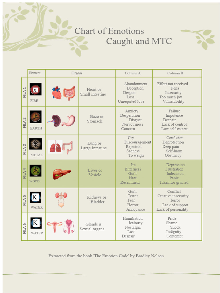 The Chart of Trapped Emotions and TCM | PDF | Feeling | Anger