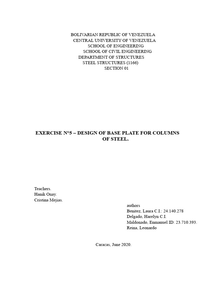 Base Plate Design for Steel Columns | PDF | Buckling | Column