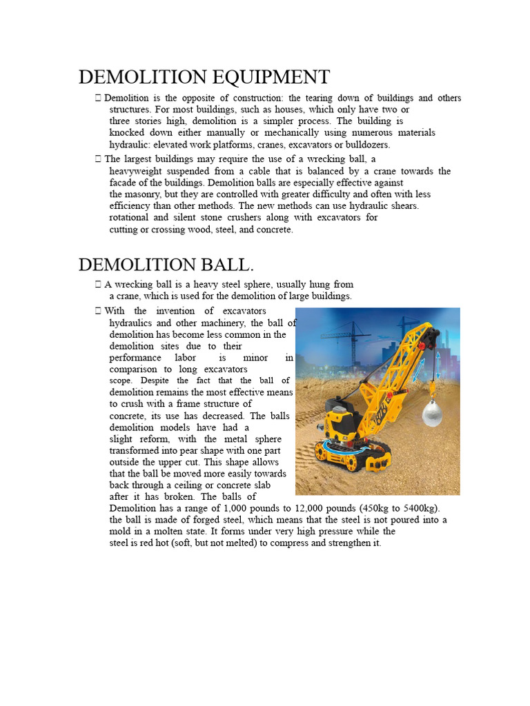 Demolition Machinery | PDF | Demolition | Mechanical Engineering