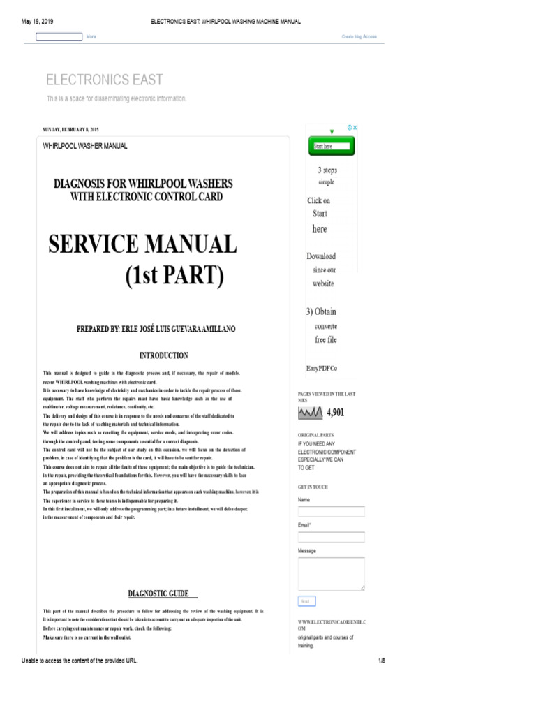 Electronics East - Whirlpool Washing Machine Manual | PDF | Washing ...