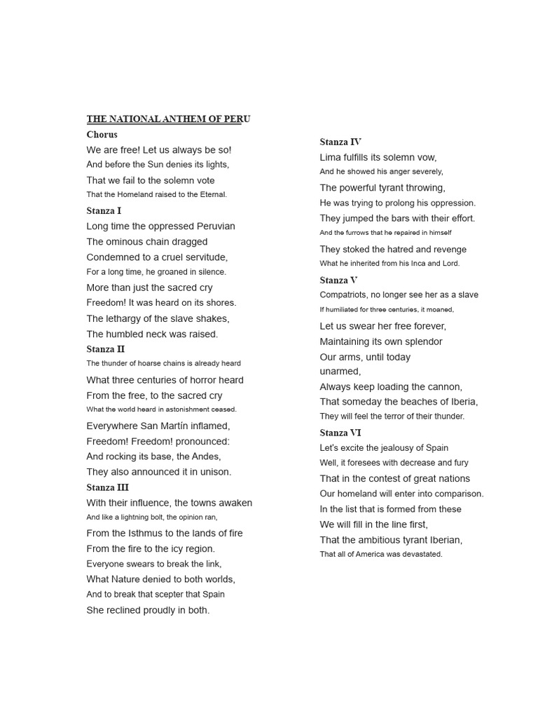 The National Anthem of Peru | PDF | Peru