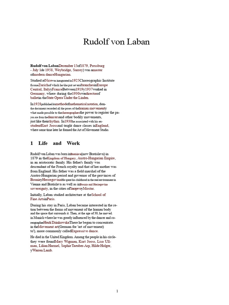 Rudolf Von Laban Biography | PDF | Dances | Performing Arts