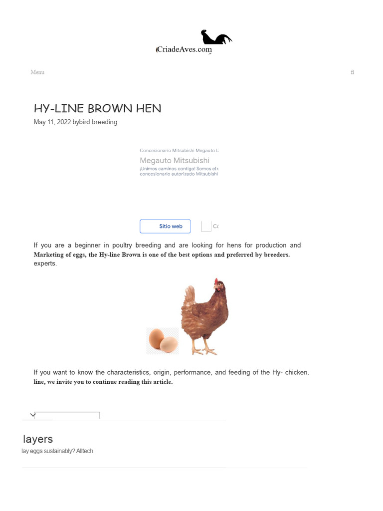 Hy-Line Brown Hen Overview | PDF | Chicken | Poultry Farming