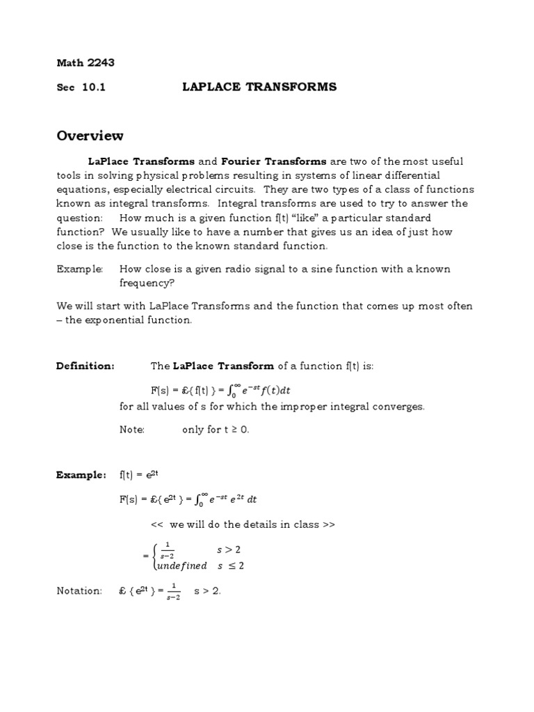 Understanding LaPlace Transforms | PDF