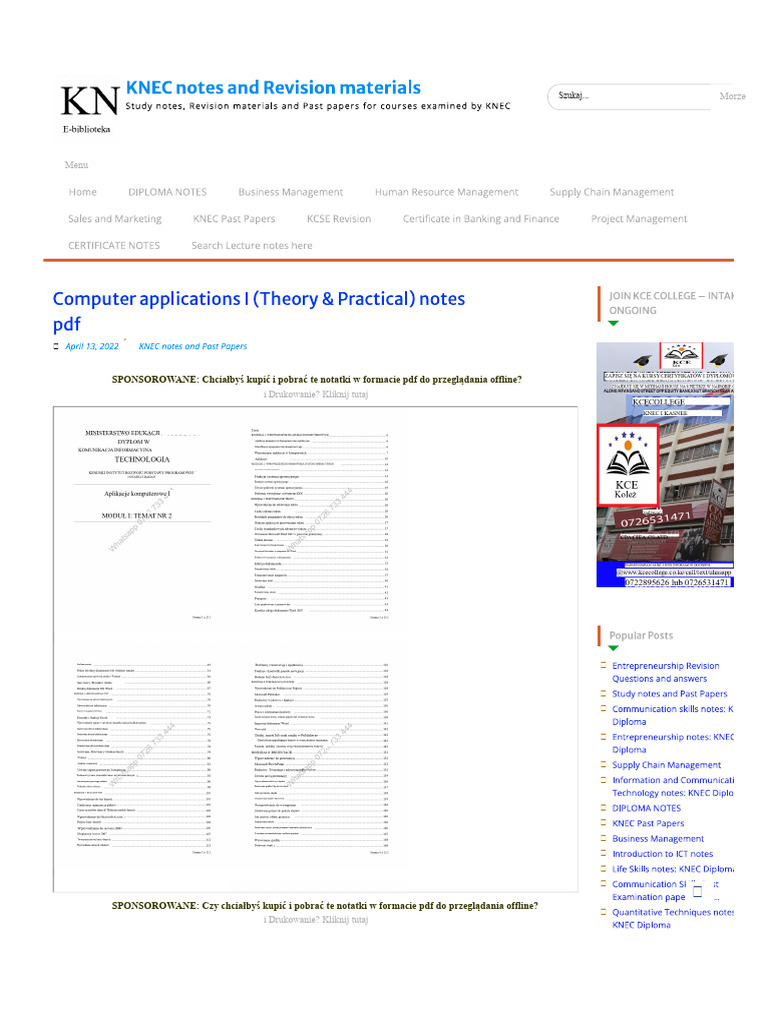 Notatki Z Aplikacji Komputerowych I (Teoria I Praktyka) PDF - KNEC NR | PDF